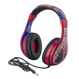 spider man kids headphones, adjustable headband, stereo sound, 3.5mm jack, wired headphones for kids, tangle-free, volume control, foldable, childrens headphones over ear for school home, travel