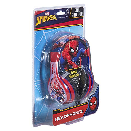 Spider Man Kids Headphones, Adjustable Headband, Stereo Sound, 3.5Mm Jack, Wired Headphones for Kids, Tangle-Free, Volume Control, Foldable, Childrens Headphones Over Ear for School Home, Travel