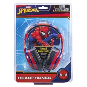 Spider Man Kids Headphones, Adjustable Headband, Stereo Sound, 3.5Mm Jack, Wired Headphones for Kids, Tangle-Free, Volume Control, Foldable, Childrens Headphones Over Ear for School Home, Travel