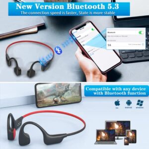 OFUSHO Bone Conduction Headphones, Open-Ear Bluetooth Headphones, Wireless Headphones Earphones for Sport, Built-in Mic