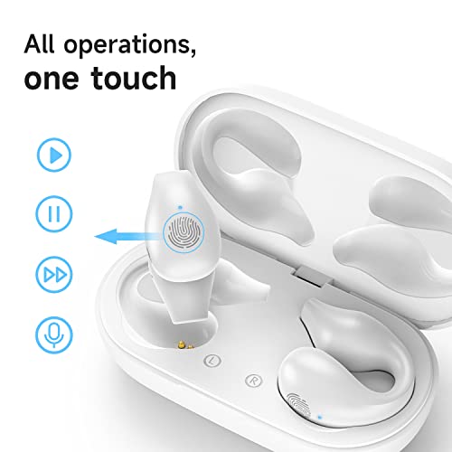 MonAdd White Open Ear Headphones,Wireless Bluetooth Headphones, Earbud & in-Ear Headphones, Wireless Sport Earbuds, Bluetooth 5.3 Clip-on Earphones, 30 Hours Playtime with Case (led Display)