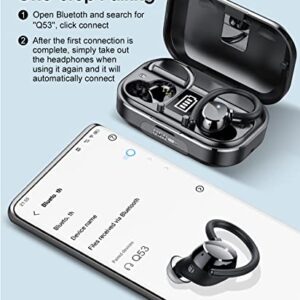 VOESUD 2022 Upgrade Wireless Earbuds, Bluetooth 5.3 Headphones with Mic,Wireless Headphones Running with IP7 Waterproof Ear Hooks,Touch Control for Sport/Work