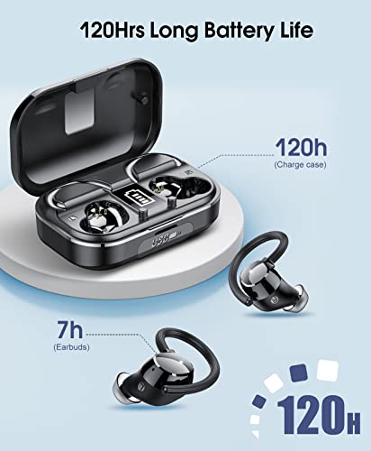 VOESUD 2022 Upgrade Wireless Earbuds, Bluetooth 5.3 Headphones with Mic,Wireless Headphones Running with IP7 Waterproof Ear Hooks,Touch Control for Sport/Work