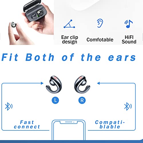 Wireless Earbuds with Earhooks Mini Bone Conduction Headphones Waterproof Bluetooth Open Ear Earbuds Cycling Earpiece Noise Canceling Headset Sports Bluetooth 5.0 Earphones Headset for Cycling Driving