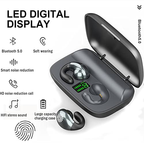 Wireless Earbuds with Earhooks Mini Bone Conduction Headphones Waterproof Bluetooth Open Ear Earbuds Cycling Earpiece Noise Canceling Headset Sports Bluetooth 5.0 Earphones Headset for Cycling Driving