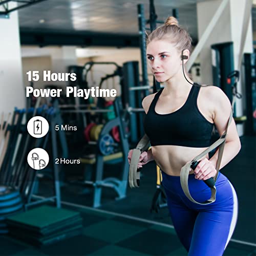 JOYWISE Bluetooth Headphones, Wireless Headphones 15H Playtime Wireless Earbuds with Mic Stereo in-Ear Earphones, IPX7 Waterproof Sports Headphones Sound Isolation Headsets for Running, Gym, Workout