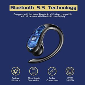 Wireless Earbuds, Bluetooth 5.3 Headphones Sport with Earhooks, 40H Ear buds Wireless Bluetooth Earbuds, IP7 Waterproof Wireless Headphones, Bluetooth Earphones with HD Stereo, LED Display, Black