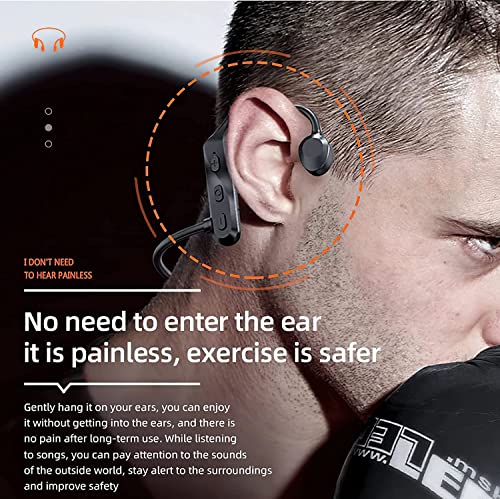 Newly Premium Bone Conduction Open-Ear Sport Headphones — Noise Cancelling Earphones - Built-in Mic Sweat Resistant Earphones for Workouts and Running with Deep Base (Black)-2