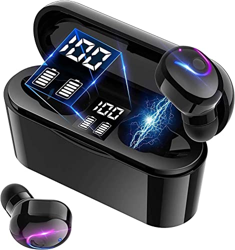 GPEESTRAC True Wireless Earbuds, Bluetooth 5.0 Headphone, in-Ear Button Control Hi-Fi Stereo Sound IPX5 Waterproof, Built-in Mic Earphones Gift for Work Sport Gym Travel Running