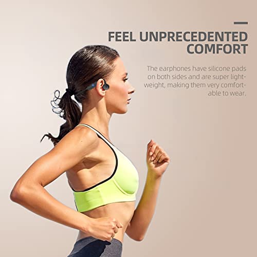 CHENSIVE Bone Conduction Headphones, Wireless Headphones Bluetooth 5.0, Open Ear Headphones with Built-in Mic, Sweatproof Sport Headsets for Running, Cycling, Driving, Hiking, Yoga