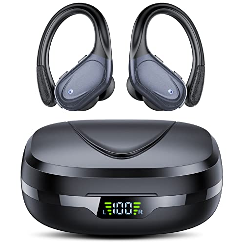 Tiksounds Wireless Earbuds, Bluetooth 5.3 Headphones, Bluetooth Earbuds with LED Display, 60 Hrs of Playtime, IPX7 Waterproof, Stereo Sound, Over Ear Earphones with Mic for Sports Running Workout Gym