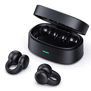 ear-clip bone conduction headphones bluetooth 5.3, painless wireless open ear clip on headphone,waterproof mini sport running earring earphone, noise cancelling/hifi quality/long battery life