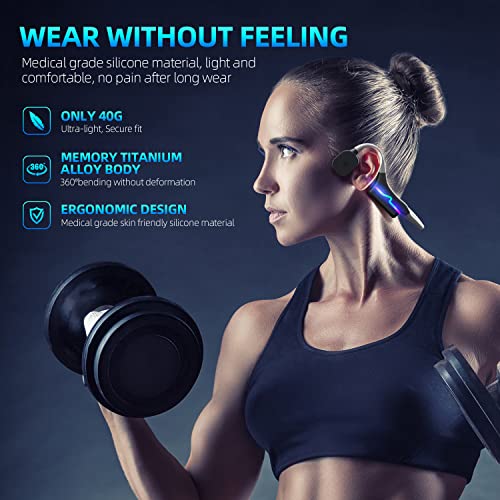 Dejavi Bone Conduction Headphones,Open-Ear Bluetooth IP68 Waterproof Sports Headphones,Fashion Headset,Built-in 8G Memory,Shiny and Cool,Suitable for Swimming,Running and Other Fitness Activities