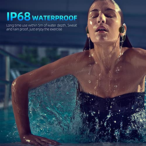 Dejavi Bone Conduction Headphones,Open-Ear Bluetooth IP68 Waterproof Sports Headphones,Fashion Headset,Built-in 8G Memory,Shiny and Cool,Suitable for Swimming,Running and Other Fitness Activities