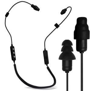 plugfones liberate 2.0 wireless bluetooth in-ear earplug earbuds – noise reduction headphones with noise isolating mic and controls (black & gray)