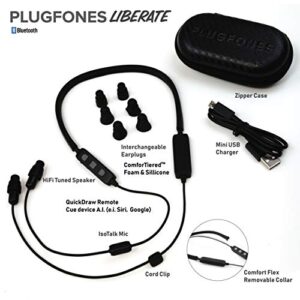 Plugfones Liberate 2.0 Wireless Bluetooth in-Ear Earplug Earbuds - Noise Reduction Headphones with Noise Isolating Mic and Controls (Black & Gray)