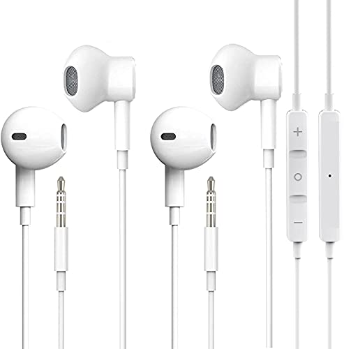 [2 Packs] -Apple Earbuds [Apple MFi Certified] with 3.5mm Connector Wired Earbuds (Built-in Microphone & Volume Control) Headphones Compatible with iPhone, iPad, Android, Computer, Support All System