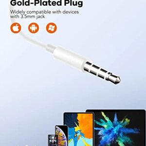 [2 Packs] -Apple Earbuds [Apple MFi Certified] with 3.5mm Connector Wired Earbuds (Built-in Microphone & Volume Control) Headphones Compatible with iPhone, iPad, Android, Computer, Support All System