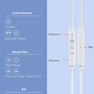 [2 Packs] -Apple Earbuds [Apple MFi Certified] with 3.5mm Connector Wired Earbuds (Built-in Microphone & Volume Control) Headphones Compatible with iPhone, iPad, Android, Computer, Support All System