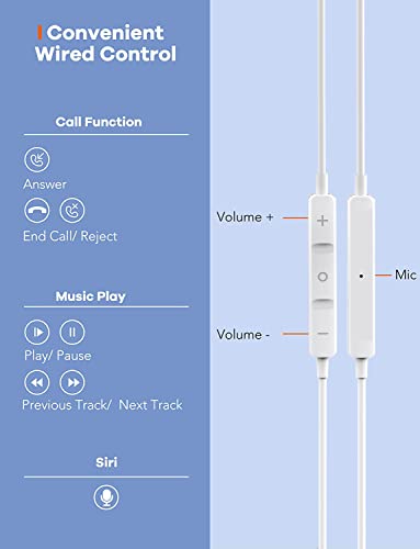 [2 Packs] -Apple Earbuds [Apple MFi Certified] with 3.5mm Connector Wired Earbuds (Built-in Microphone & Volume Control) Headphones Compatible with iPhone, iPad, Android, Computer, Support All System