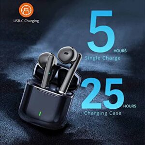 Wireless Earbud, Bluetooth 5.0 Earbud Stereo Bass,Bluetooth Headphones in Ear Noise Cancelling Mic,Earphones IPX5 Waterproof Sports,30H Playtime USB C Mini Charging Case Ear Buds for Android and iOS