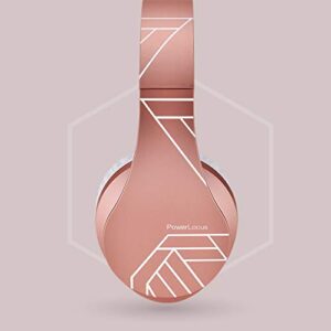 PowerLocus Bluetooth Over-Ear Headphones, Wireless Stereo Foldable Headphones Wireless and Wired Headsets with Built-in Mic, Micro SD/TF, FM for iPhone/Samsung/iPad/PC (Rose Gold)