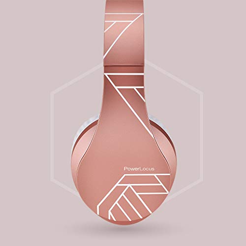 PowerLocus Bluetooth Over-Ear Headphones, Wireless Stereo Foldable Headphones Wireless and Wired Headsets with Built-in Mic, Micro SD/TF, FM for iPhone/Samsung/iPad/PC (Rose Gold)