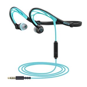 mucro Sports Headphones Wired Over Ear Behind The Neck Headphones Running Earphones Wrap Around in-Ear Stereo Earbuds with Microphone for Jogging Gym Workout