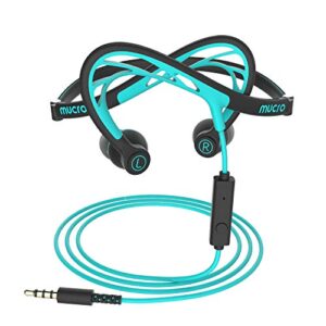 mucro Sports Headphones Wired Over Ear Behind The Neck Headphones Running Earphones Wrap Around in-Ear Stereo Earbuds with Microphone for Jogging Gym Workout