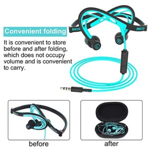 mucro Sports Headphones Wired Over Ear Behind The Neck Headphones Running Earphones Wrap Around in-Ear Stereo Earbuds with Microphone for Jogging Gym Workout