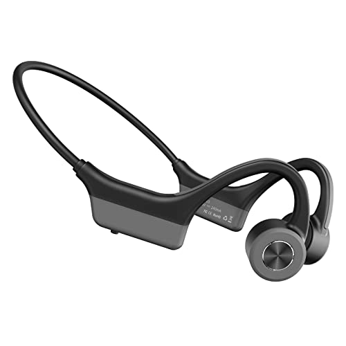 Bone Conduction Headphones, RR SPORTS Open Ear Bluetooth Headphones Wireless Sports Earphones with Built-in Mic, 10 Hrs Playtime Sweat Resistant Headset for Workout, Running, Cycling (Black & Grey)