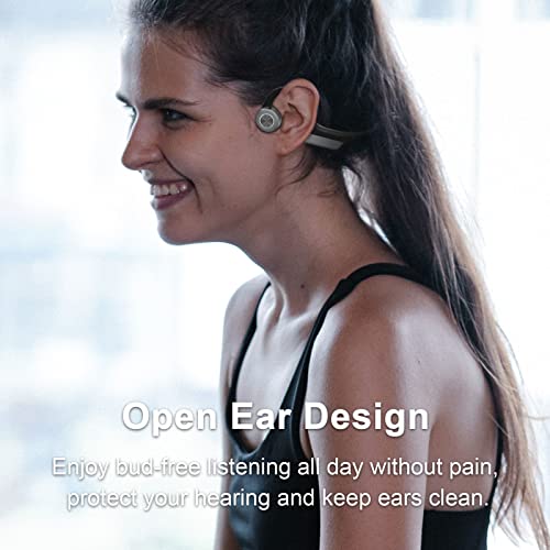 Bone Conduction Headphones, RR SPORTS Open Ear Bluetooth Headphones Wireless Sports Earphones with Built-in Mic, 10 Hrs Playtime Sweat Resistant Headset for Workout, Running, Cycling (Black & Grey)