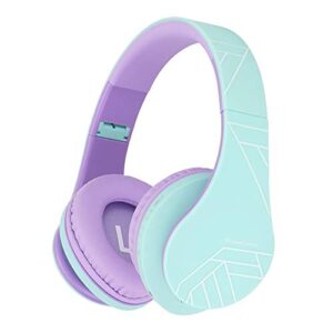 powerlocus kids headphones over-ear, bluetooth wireless headphones for kids,with microphone, safe 85db volume limited, foldable with carry case, audio cable, micro sd mode for online classes,pc,phones