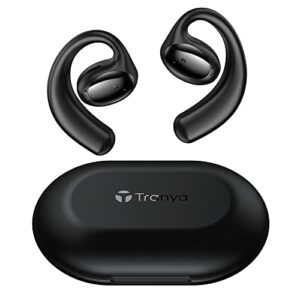 tranya open ear bluetooth headphones, wireless earbuds with aptx adaptive sound 16mm large driver, cvc8.0 noise cancellation, ipx5 waterproof sports earbuds with 32h playtime for workout