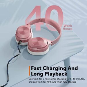 Active Noise Cancelling Headphones,Wireless Noise Cancelling Headphone, Microphone 40 Hours Playtime Wireless Bluetooth Headphones 3D Low Bass Tone Fast Charge for Cellphone/Work/Gym/Travel