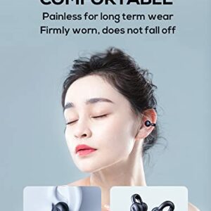 Wireless Ear-Clip Bone Conduction Headphones Bluetooth 5.3, Open Ear Clip on Headphones for Girls,Waterproof Painless Mini Sport Earring Earphone, HiFi Quality/Long Battery Life