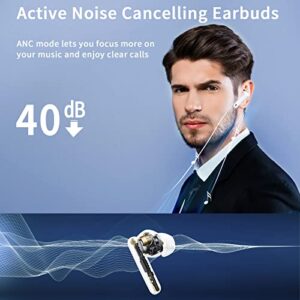 Jicjocy Wireless Earbuds Active Noise Cancelling Bluetooth Earbuds Stereo Clear Calls Wireless Ear Buds in-Ear Headphones with Charging Case LED Display Waterproof Earphones for Sports Work