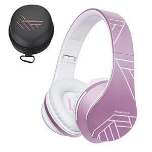 powerlocus bluetooth headphones over ear, wireless headphones with microphone, foldable headphone, soft memory foam earmuffs & lightweight, micro sd/tf,fm radio for iphone/android/tablet/pc/tv(purple)