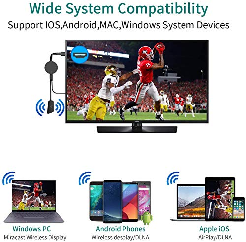 Hatuge Wireless HDMI Display Dongle, 4K Ultra HD WiFi Adapter Streaming Video Receiver Compatible with iPhone/iPad/iOS/Android/PC/Tablet/Windows/Mac OS to HDTV/Monitor/Projector