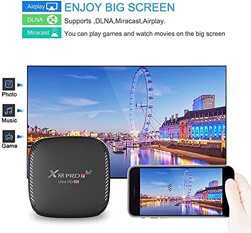 X88 PRO T 5G Android 10.0 TV Box 2GB RAM 16GB ROM Allwinner H313 Quad-Core 64bit with Dual-WiFi 2.4G/5.8 GHz Ultra HD 6K H.265 WiFi Home TV Box