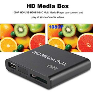 HD Media Player Box 110-240V Full HD Mini Box Media Player 1080P Media Player Box Support USB MMC RMVB MP3 AVI MKV.(Black)