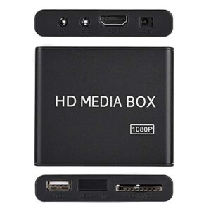 HD Media Player Box 110-240V Full HD Mini Box Media Player 1080P Media Player Box Support USB MMC RMVB MP3 AVI MKV.(Black)