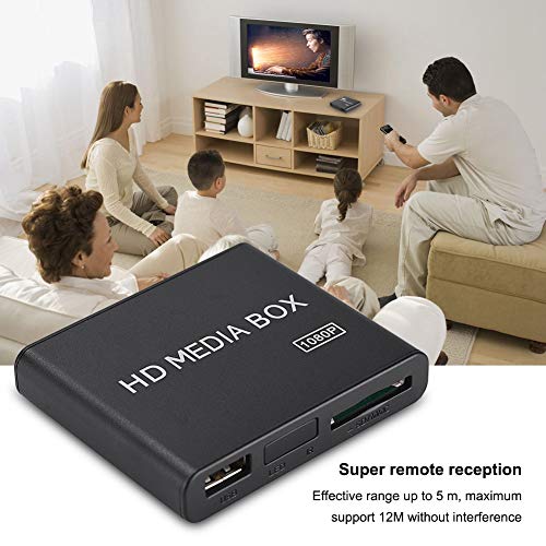 HD Media Player Box 110-240V Full HD Mini Box Media Player 1080P Media Player Box Support USB MMC RMVB MP3 AVI MKV.(Black)