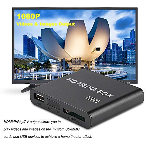 HD Media Player Box 110-240V Full HD Mini Box Media Player 1080P Media Player Box Support USB MMC RMVB MP3 AVI MKV.(Black)