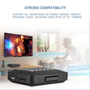 1080P Media Player with HDMI / PrPbY / AV Output, Full HD Digital MP4 Player with Remote Control Read USB Drive/SD Cards/HDD for RMVB / MKV / JPEG etc(Black-US)