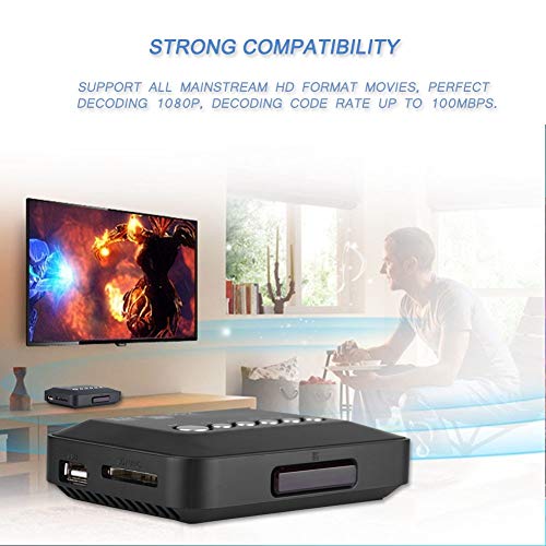 1080P Media Player with HDMI / PrPbY / AV Output, Full HD Digital MP4 Player with Remote Control Read USB Drive/SD Cards/HDD for RMVB / MKV / JPEG etc(Black-US)