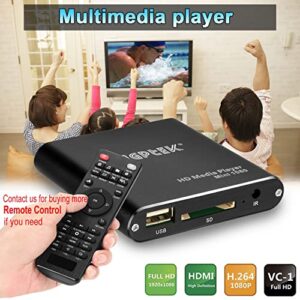 HDMI Media Player with ONE AV Cable, Black Mini 1080p Full-HD Ultra HDMI Digital Media Player for -MKV/RM- HDD USB Drives and SD Cards