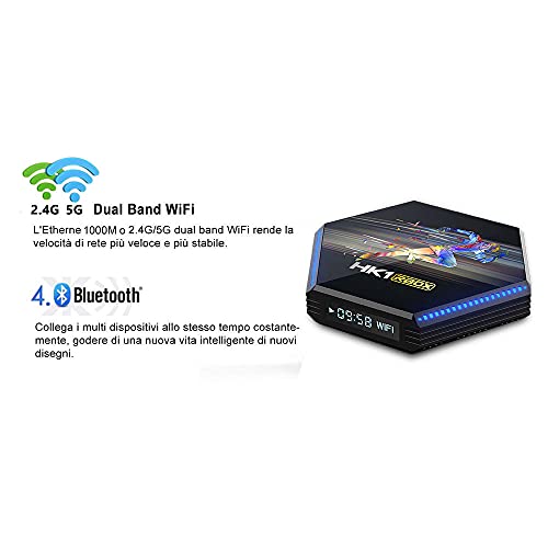 Android 11.0 TV Box 4GB RAM 64GB ROM HK1 Box R2 Smart TV Box RK3566 Quad-Core 8K/1000M LAN/1080P/USB 3.0/H.265/WIFI 2.4G/5G BT 4.1 Android TV Box Media Player