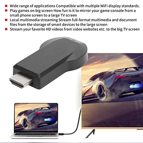 WiFi Display Dongle, 4K HD HDMI 2.4G Wireless Digital TV Receiver Screen Mirroring Sharing Device Adapter Support for Miracast Multimedia Streaming