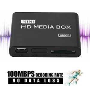 HDMI 1080 HD Media Player with 100Mbps Decoding Rate, Automatic Identification Output Cable, Support SD / MMC Card, USB Input, AV / HDMI / YPbPr Output.(US Plug)